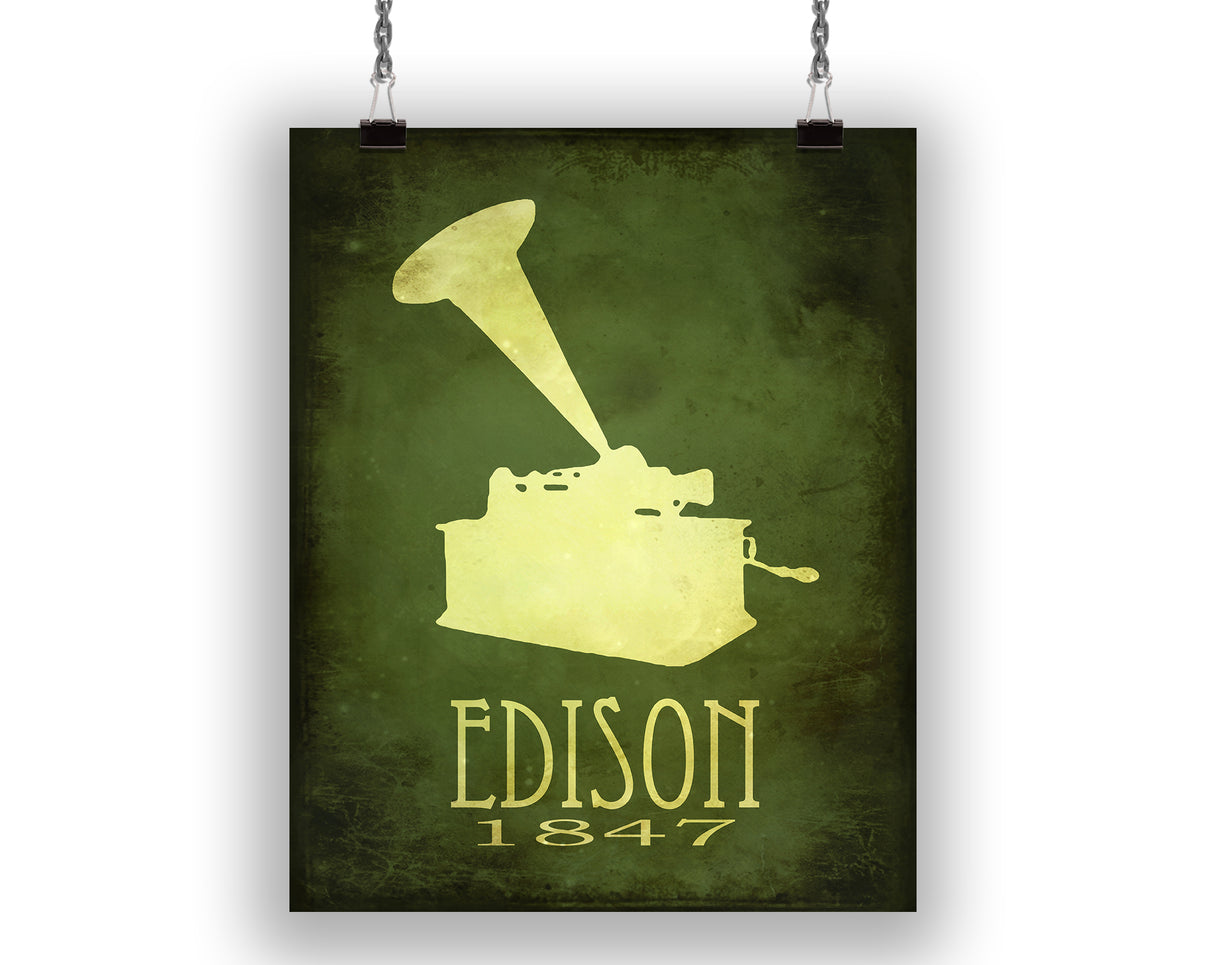 Thomas Edison Scientist Art Print, Inventor Decor – Megan Lee Studio