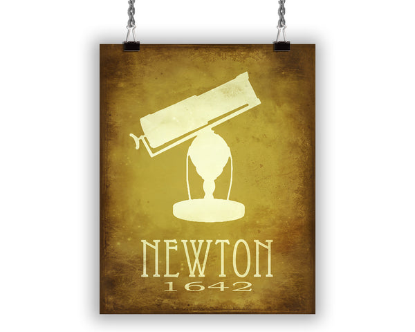 Isaac Newton Famous Scientist Art Print, Math Physics and Astronomy De ...